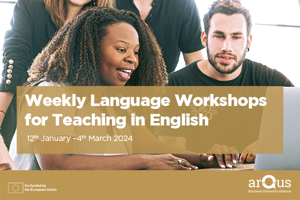 Register now: Weekly Language Workshops for Teaching in English - ARQUS